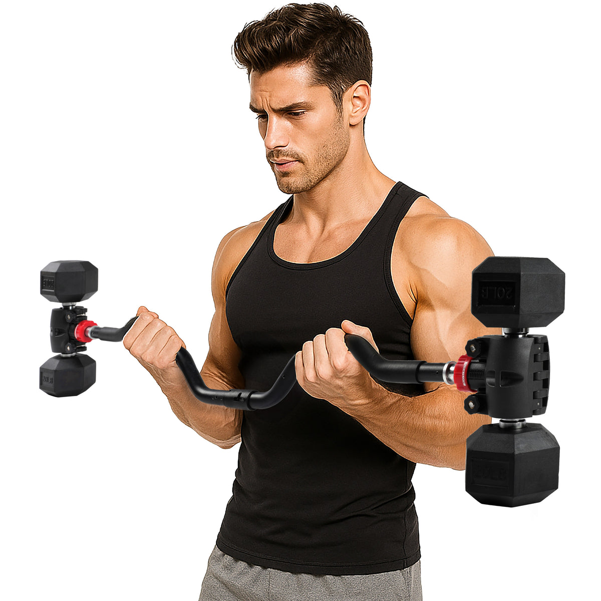 PRCTZ Modular Curl Bar, Dumbbell to Barbell Converter