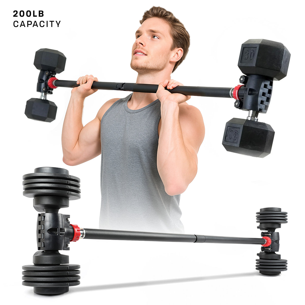 PRCTZ Training Modular Barbell - Home Fitness Dumbbell to Barbell Conv